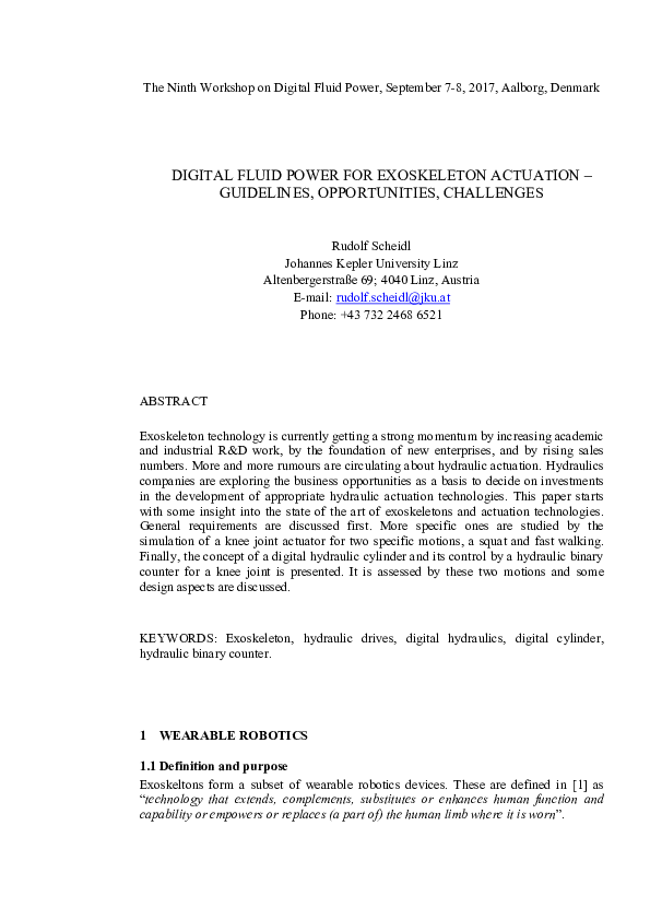 (PDF) Digital Fluid Power for Exoskeleton Actuation – Guidelines ...