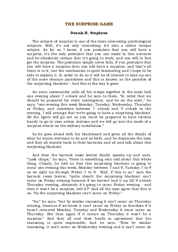 (PDF) The Surprise Game