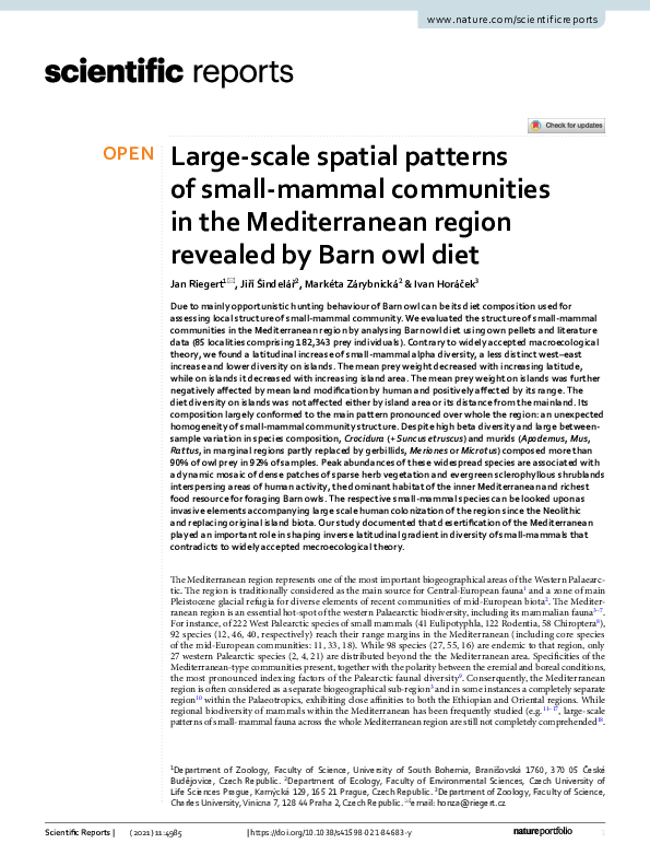 (PDF) Large-scale spatial patterns of small-mammal communities in the ...
