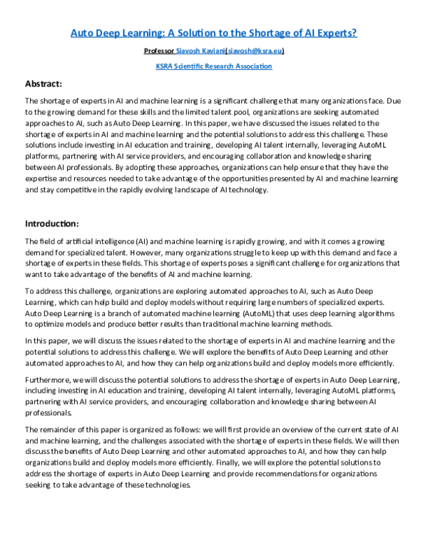 Doc Auto Deep Learning A Solution To The Shortage Of Ai Experts