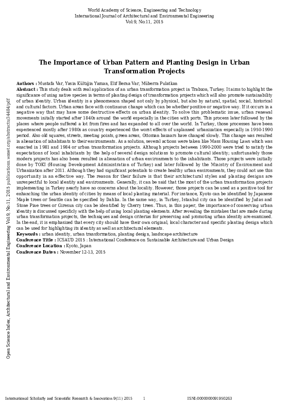 (PDF) The Importance of Urban Pattern and Planting Design in Urban ...
