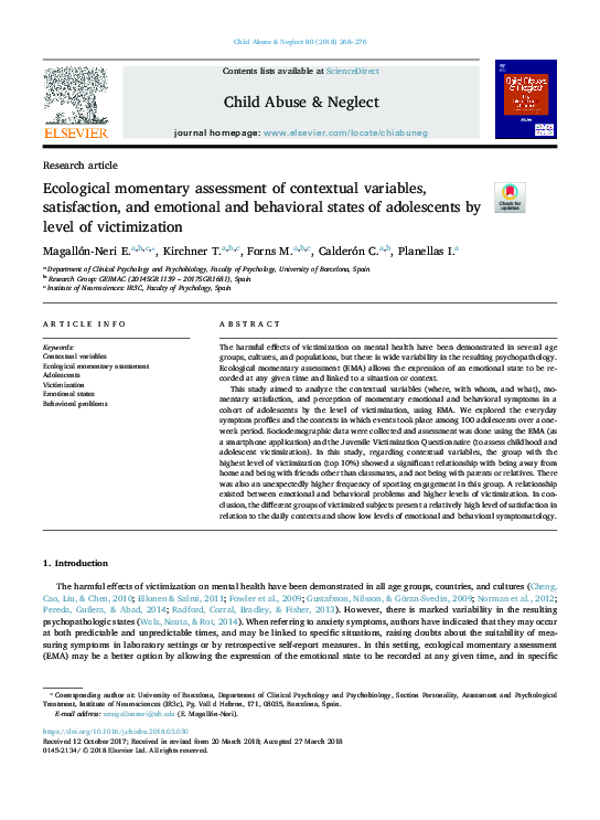(PDF) Ecological momentary assessment of contextual variables, satisfaction, and emotional and ...