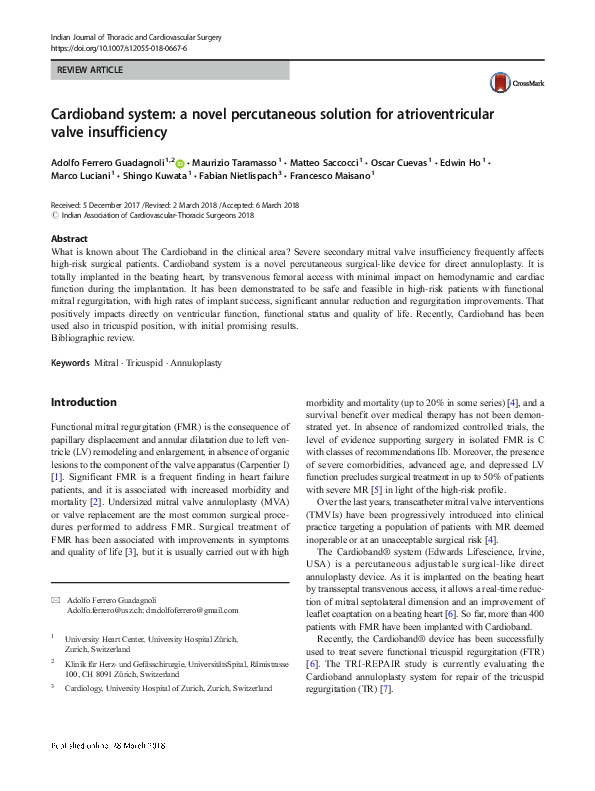 (PDF) Cardioband system: a novel percutaneous solution for ...