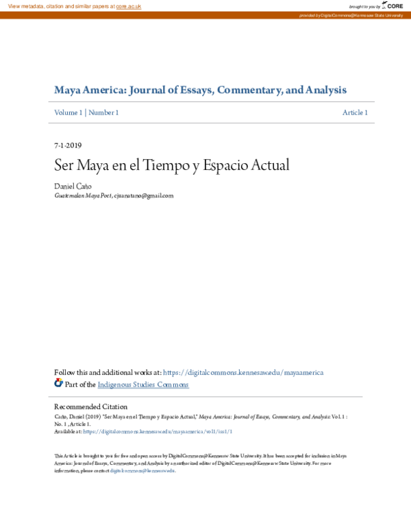 (PDF) Ser Maya en el Tiempo y Espacio Actual