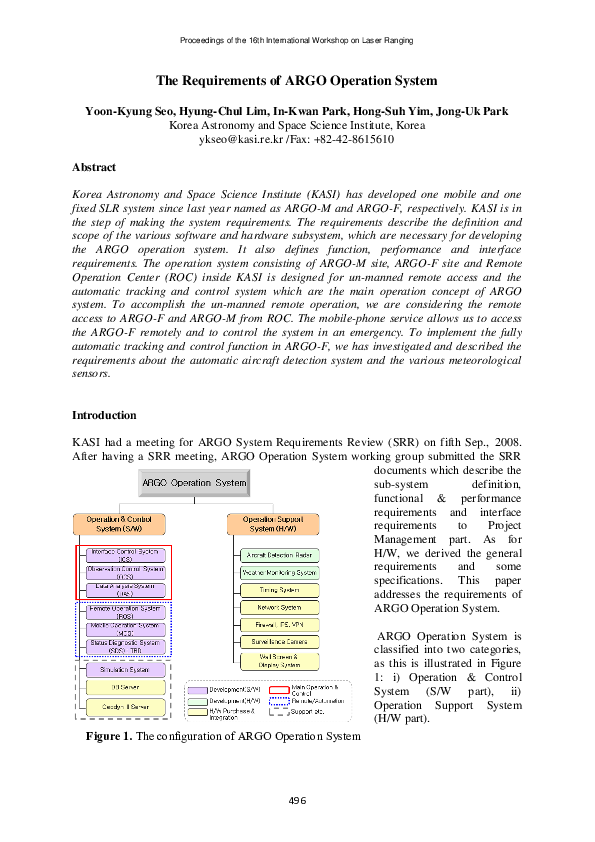 (PDF) The Requirements for ARGO Operation System