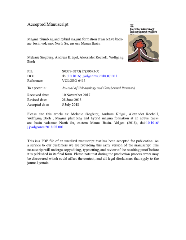 (PDF) Magma plumbing and hybrid magma formation at an active back-arc ...