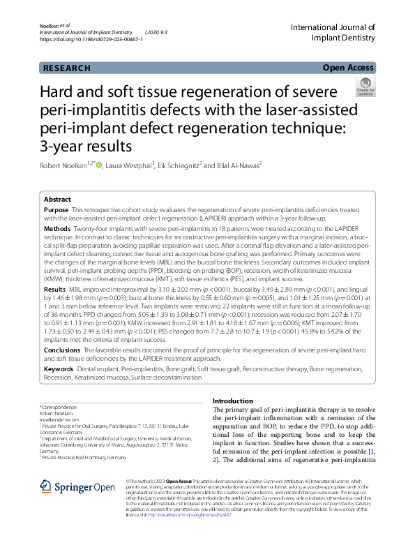 (PDF) Hard and soft tissue regeneration of severe peri-implantitis ...