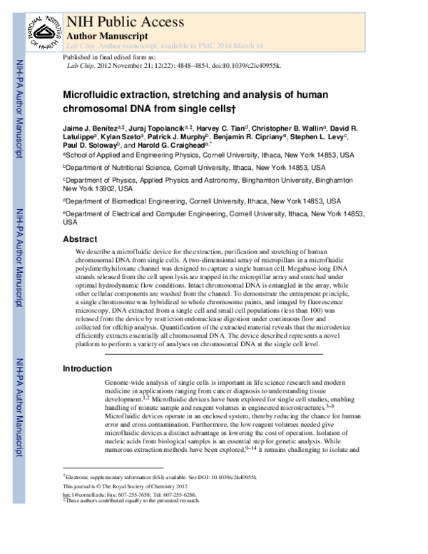 (PDF) Microfluidic extraction, stretching and analysis of human ...