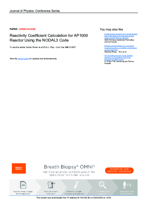 (PDF) Reactivity Coefficient Calculation for AP1000 Reactor Using the NODAL3 Code