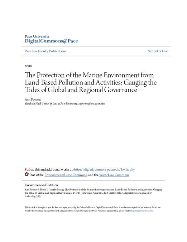 (PDF) The Protection of the Marine Environment from Land-Based ...