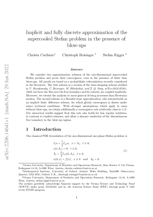 (PDF) Implicit and fully discrete approximation of the supercooled Stefan problem in the ...