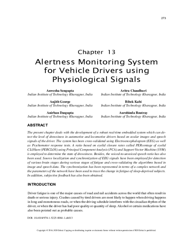 (PDF) Alertness Monitoring System for Vehicle Drivers using ...