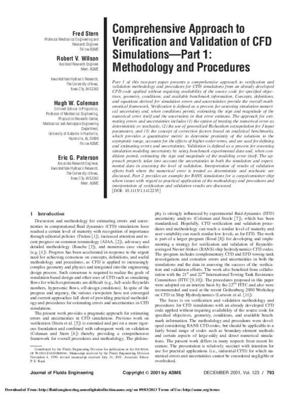 (PDF) Comprehensive Approach to Verification and Validation of CFD Simulations—Part 1 ...