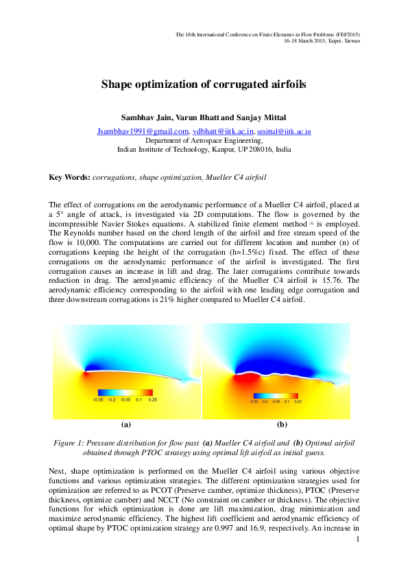 (PDF) Shape optimization of corrugated airfoils | Sambhav Jain - Academia.edu