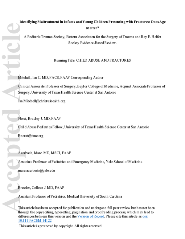 (PDF) Identifying Maltreatment in Infants and Young Children Presenting ...