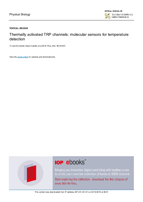 (PDF) Thermally-activated TRP channels: Molecular sensors for ...