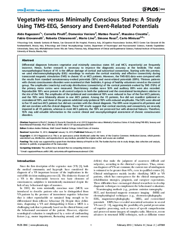 (PDF) Vegetative versus Minimally Conscious States: A Study Using TMS ...