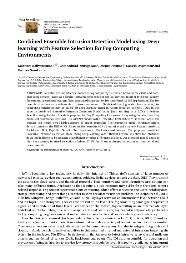 Pdf Combined Ensemble Intrusion Detection Model Using Deep Learning With Feature Selection For