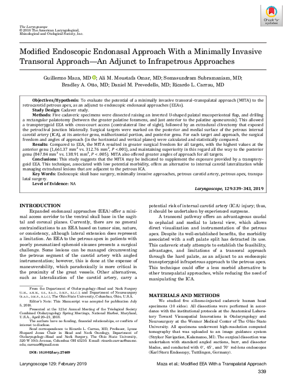 (PDF) Modified endoscopic endonasal approach with a minimally invasive ...