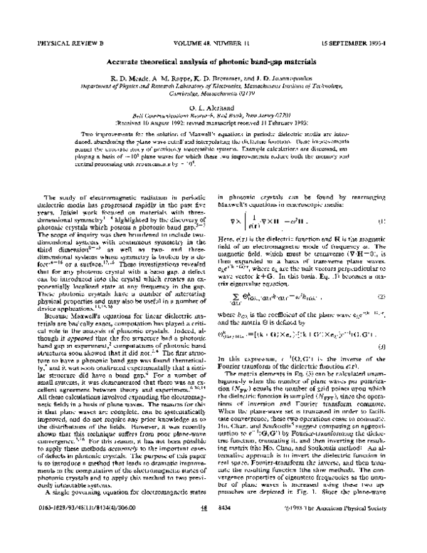 (PDF) Accurate theoretical analysis of photonic band-gap materials