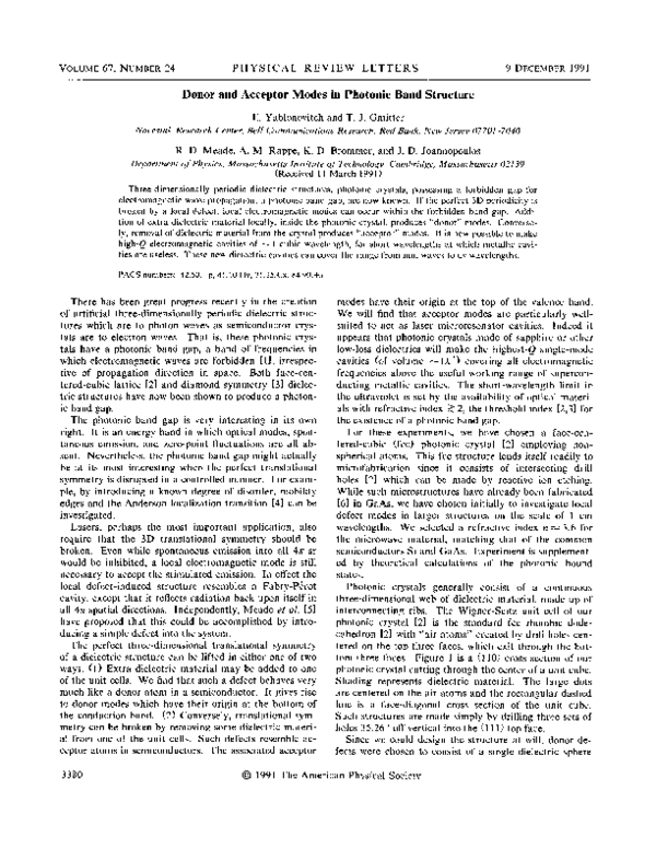 (PDF) Donor and acceptor modes in photonic band structure