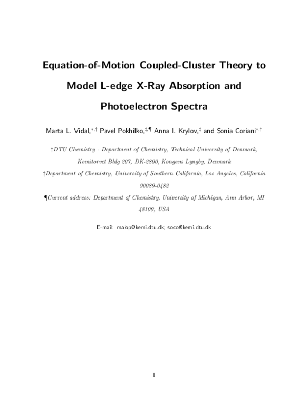 (PDF) Equation-of-Motion Coupled-Cluster Theory to Model L-edge X-Ray Absorption and ...