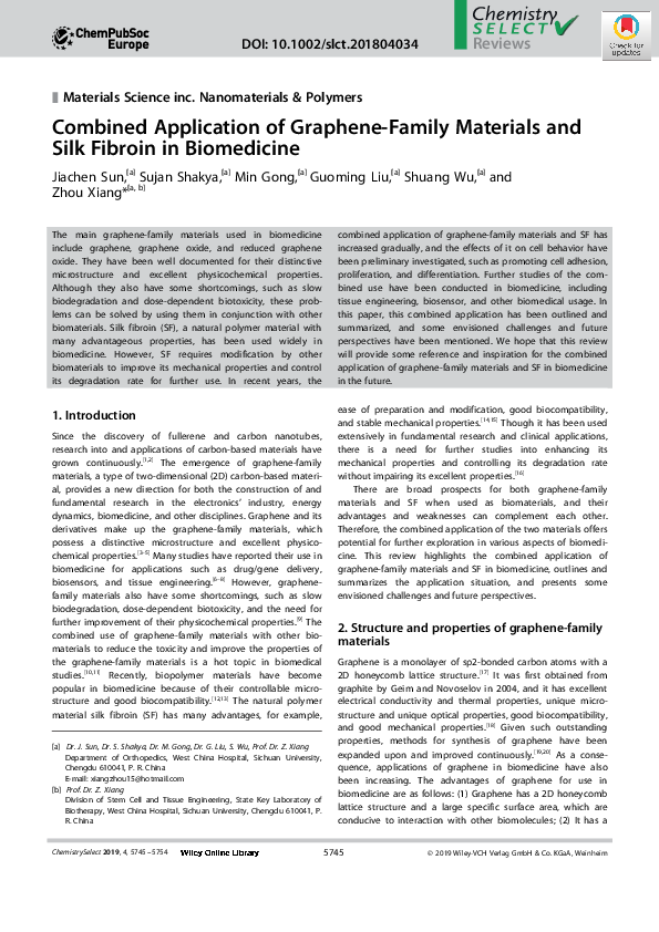 (PDF) Combined Application of Graphene‐Family Materials and Silk ...