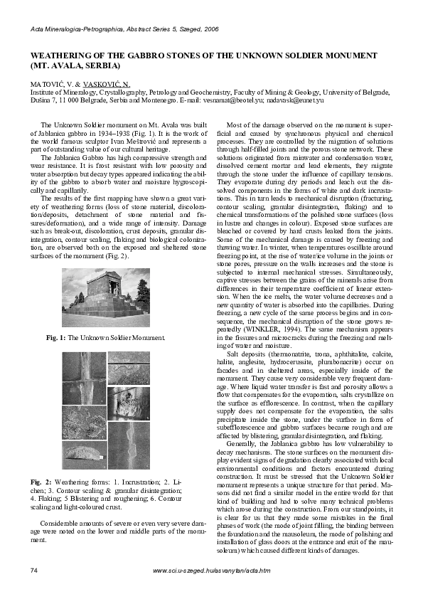 (PDF) Weathering of the Gabbro stones of the unknown soldier monument ...