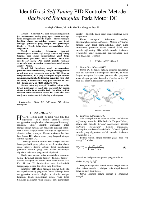 (PDF) Identifikasi Self Tuning PID Kontroler Metode Backward ...