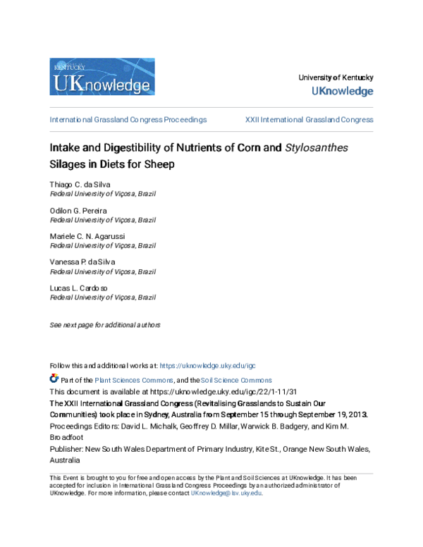 (PDF) Intake and Digestibility of Nutrients of Corn and Stylosanthes ...