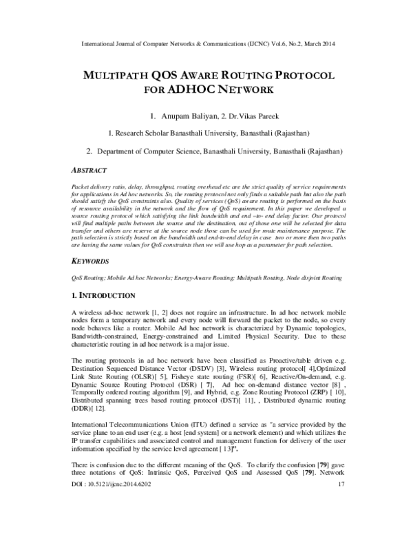 (PDF) Multipath Qos Aware Routing Protocol For Adhoc Network
