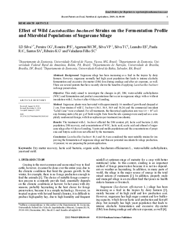 (PDF) Effect of Wild Lactobacillus buchneri Strains on the Fermentation Profile and Microbial ...