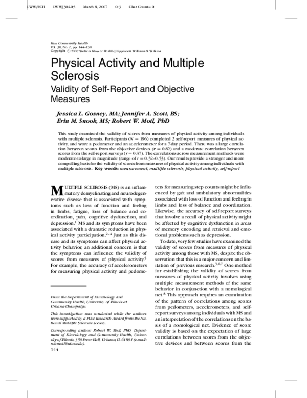 (PDF) Physical Activity and Multiple Sclerosis