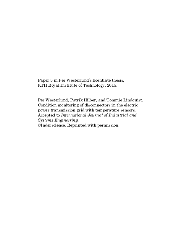 (PDF) Condition monitoring of disconnectors in the electric power ...