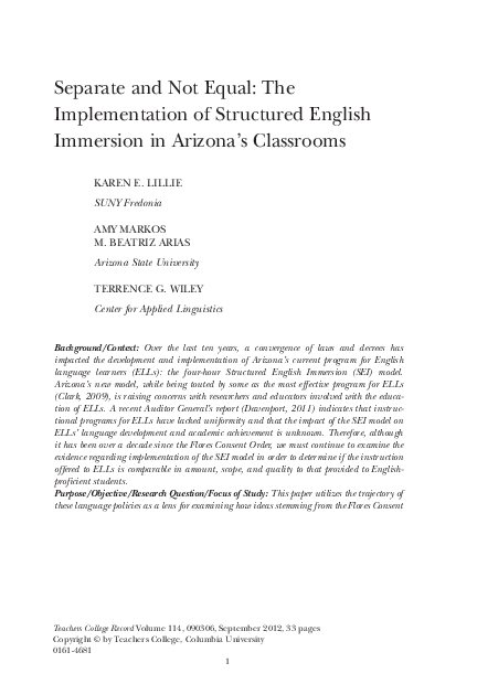 (PDF) Separate and Not Equal: The Implementation of Structured English ...