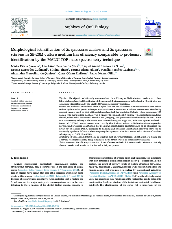 (PDF) Morphological identification of Streptococcus mutans and ...
