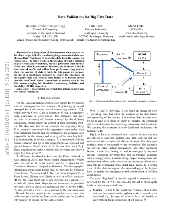 (PDF) Data Validation for Big Live Data