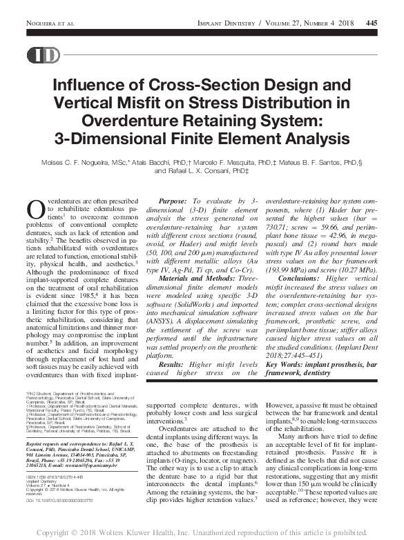 (PDF) Influence of Cross-Section Design and Vertical Misfit on Stress Distribution in ...