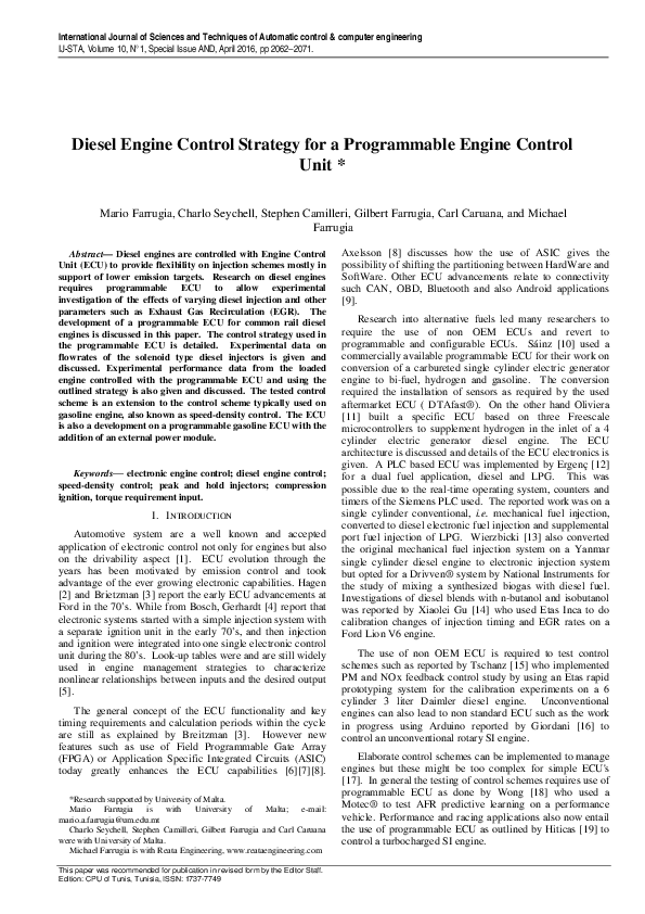 (PDF) Diesel Engine Control Strategy for a Programmable Engine Control ...