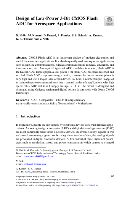 (PDF) Design of Low-Power 3-Bit CMOS Flash ADC for Aerospace Applications