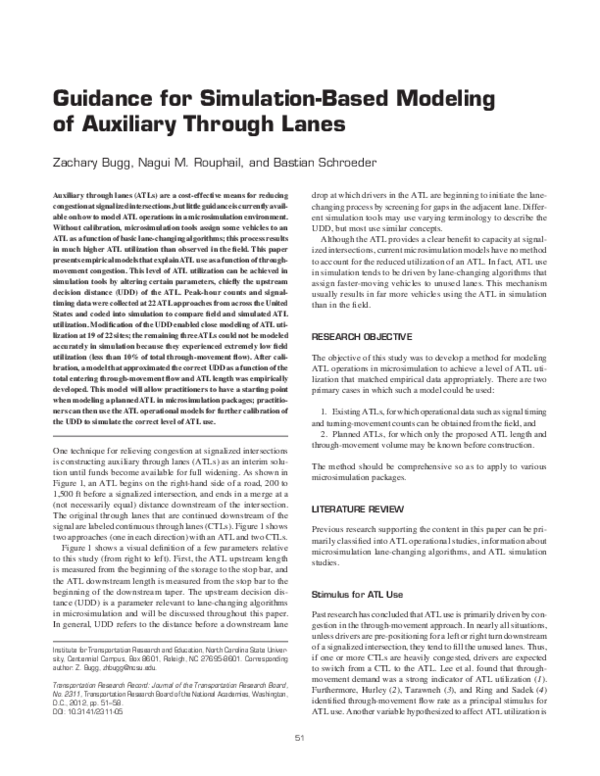 (PDF) Guidance for Simulation-Based Modeling of Auxiliary through Lanes