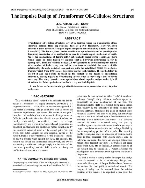 (PDF) The impulse design of transformer oil-cellulose structures