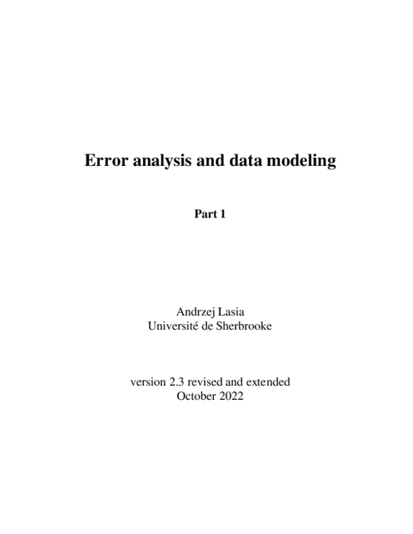 (PDF) Error analysis and data modeling