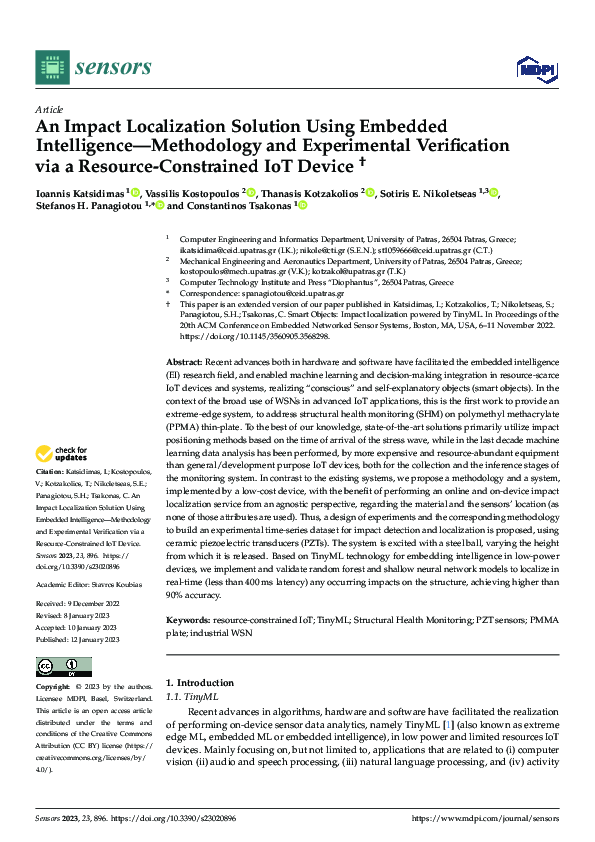 Pdf An Impact Localization Solution Using Embedded Intelligence—methodology And Experimental