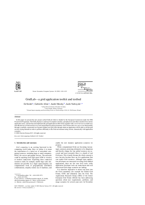 (PDF) GridLab: A Toolkit for Efficient Grid Apps