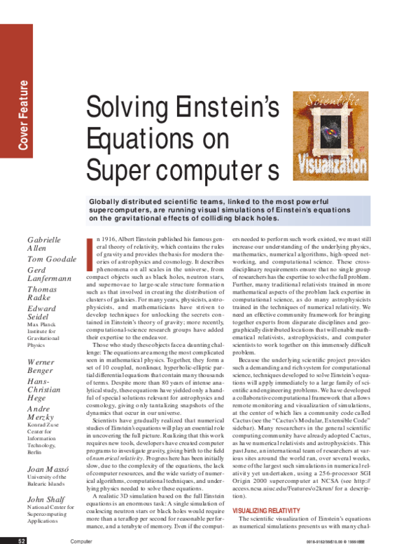 (PDF) Solving Einstein's equations on supercomputers