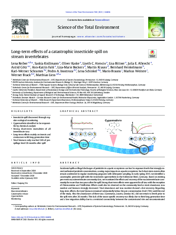 (PDF) Long-term effects of a catastrophic insecticide spill on stream ...