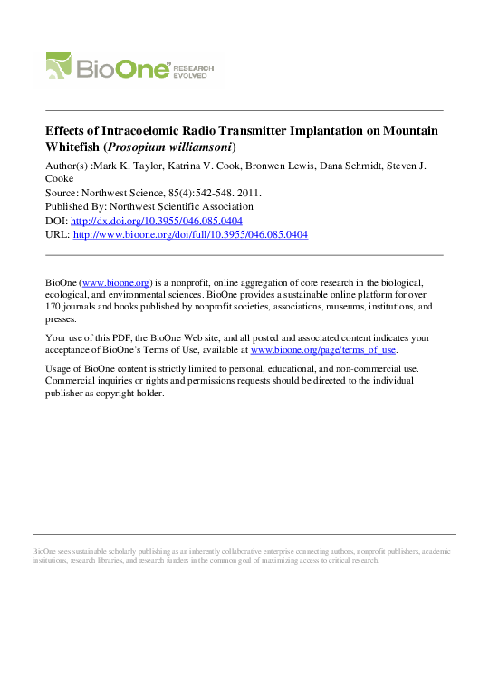 (PDF) Effects of Intracoelomic Radio Transmitter Implantation on ...