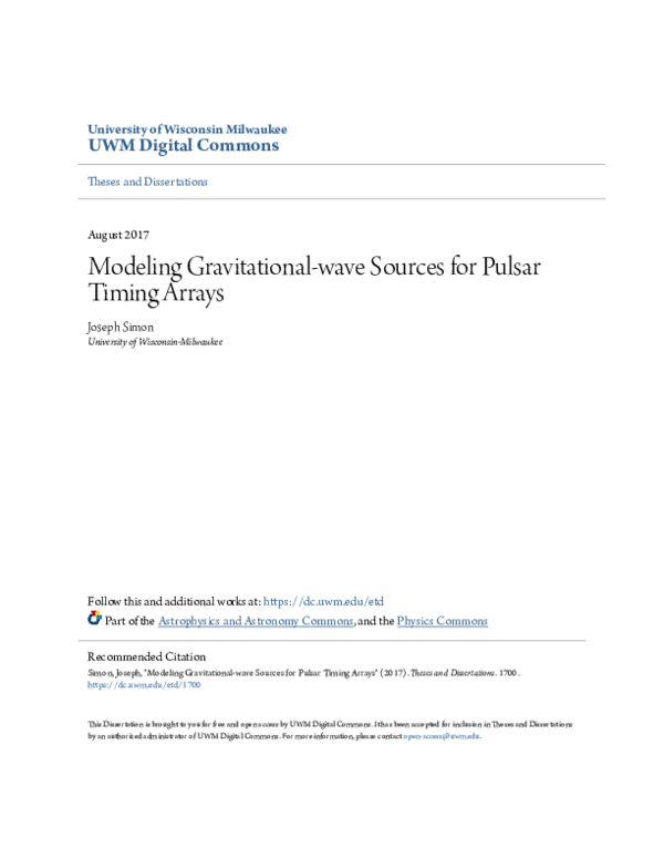 Pdf Modeling Gravitational Wave Sources For Pulsar Timing Arrays