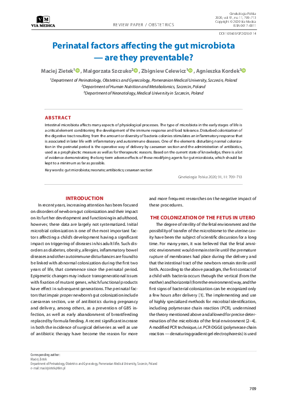 (PDF) Perinatal factors affecting the gut microbiota — are they ...